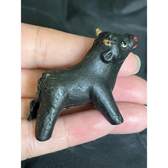 Accents | Vintage Spanish Mud People Bull Figurine Miniature Hand Made ...